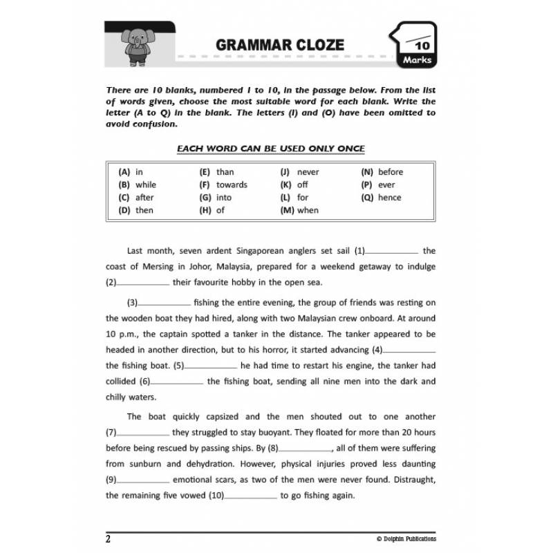 Primary 6 English Vocabulary, Grammar, Comprehension Cloze