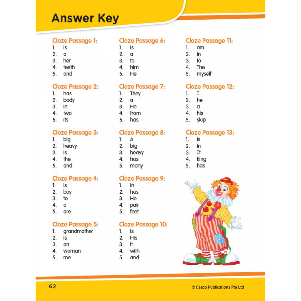 Pre-School English Cloze Passage