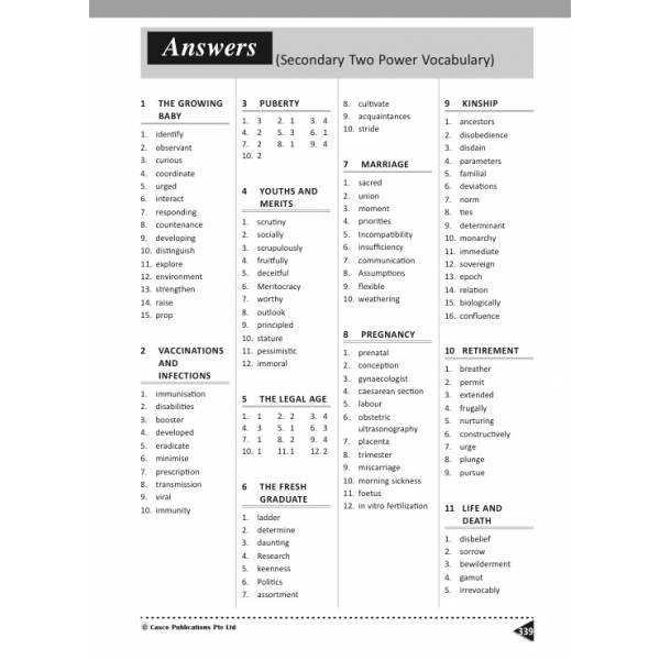 Secondary 2 Power Vocabulary