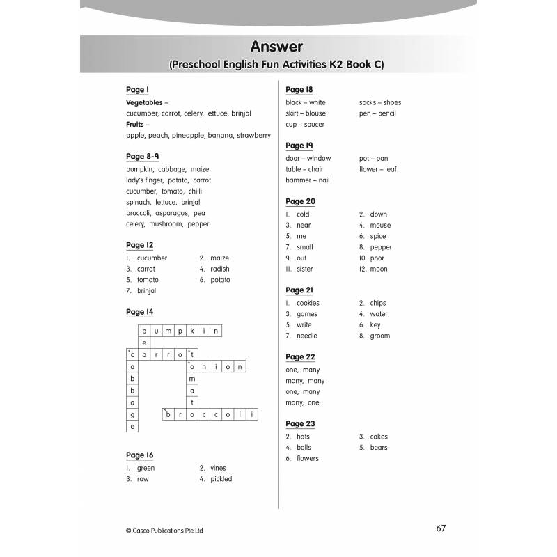 Preschool English Fun Activities K2 Book C