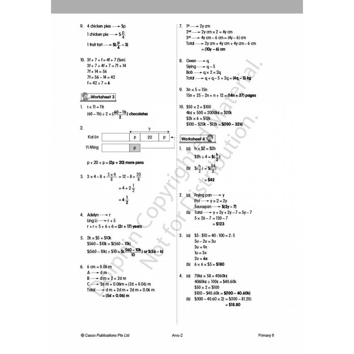 Topical Maths Worksheets Primary 6 (Pack)