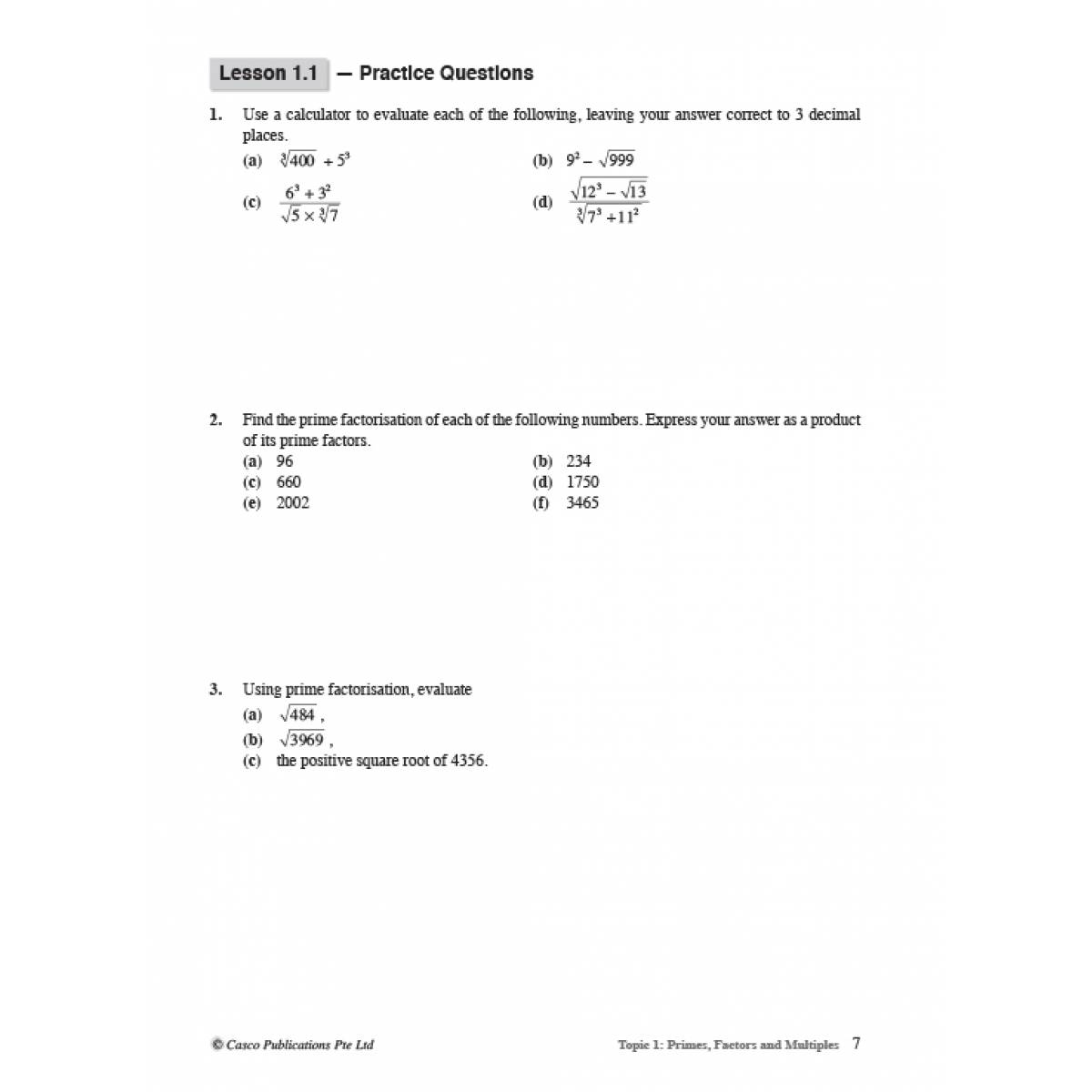 Secondary 1 Mathematics Topical Guide - Revised Edition