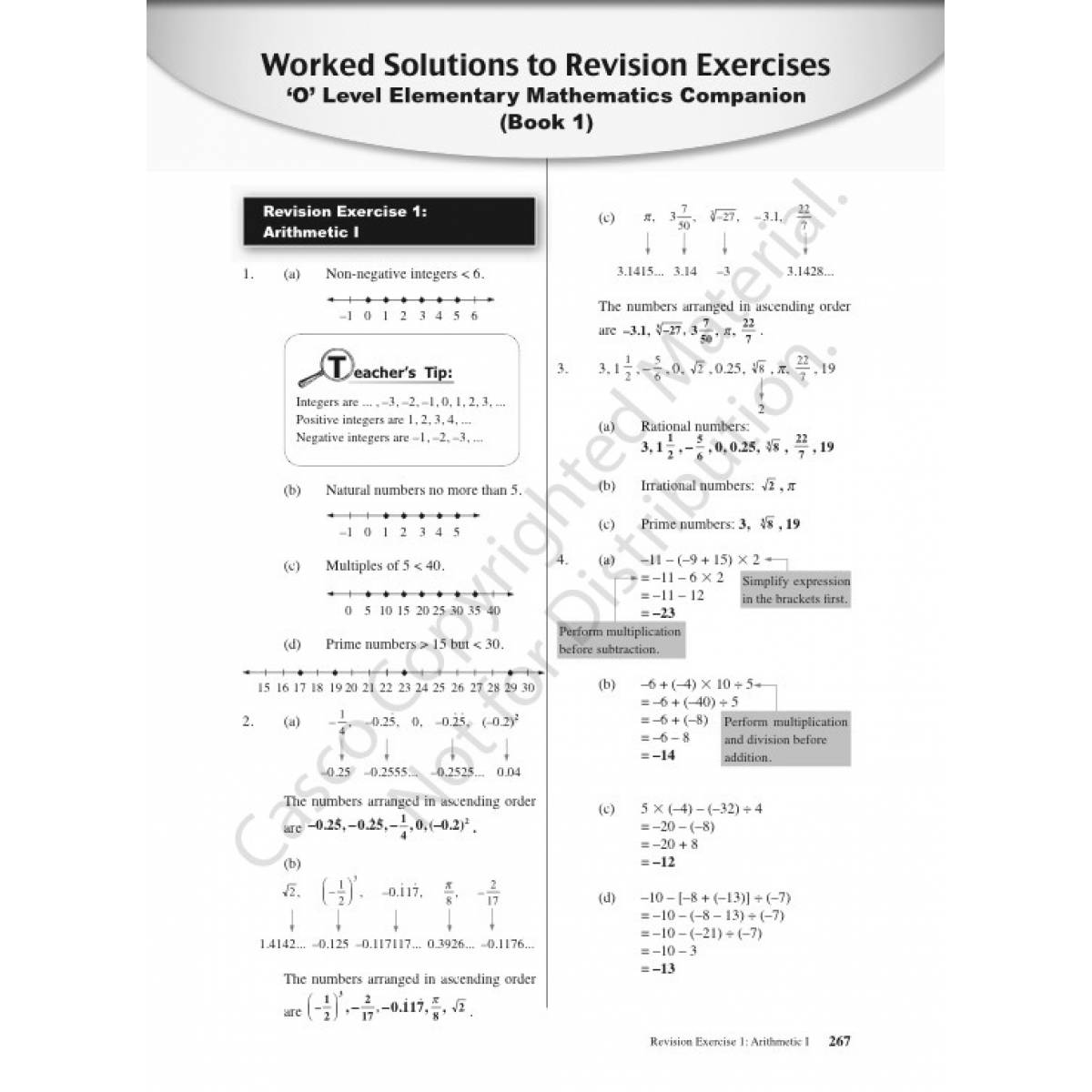 ‘O’ level Elementary Mathematics Companion Book 1